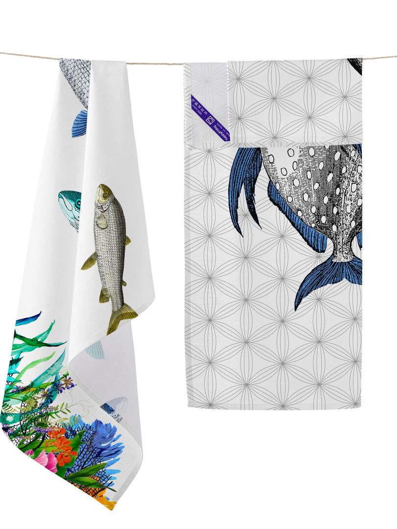 Torchon (2 pièces) Fish "Happyfriday" - Blanc - Kiabi - 9.99€