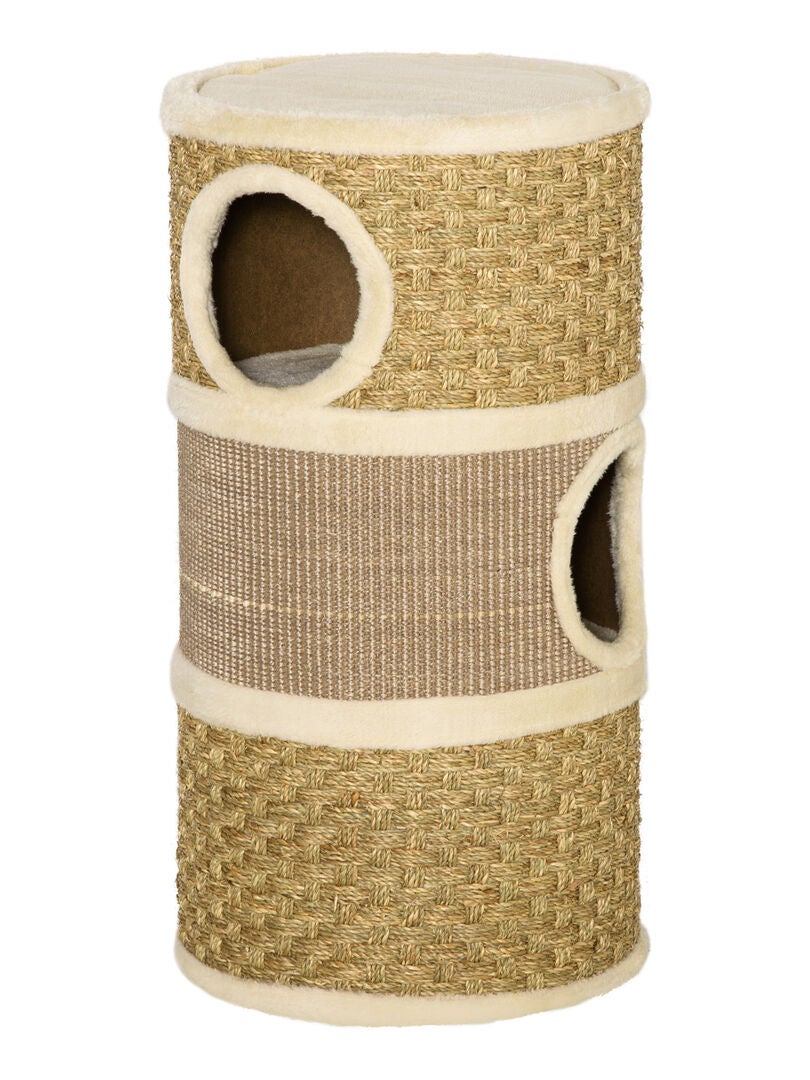 Tour à griffer pour chat - 3 niches, plateforme - sisal corde d'algues ...