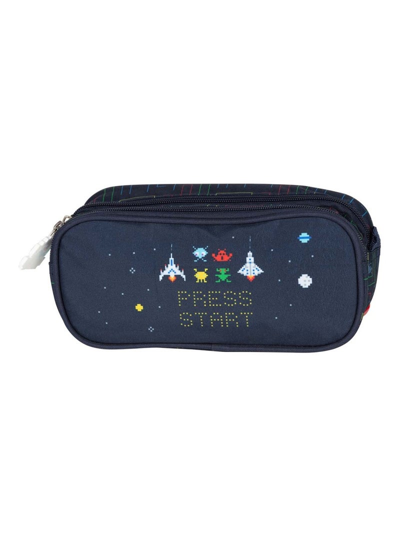 Trousse rectangulaire double compartiment garçon KIP Press Start ...