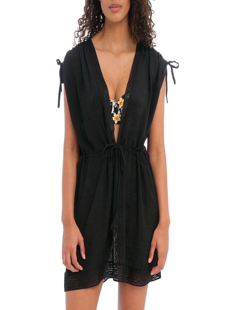 Tunique de plage décolleté profond Sunscape - Noir - Kiabi - 63.00€