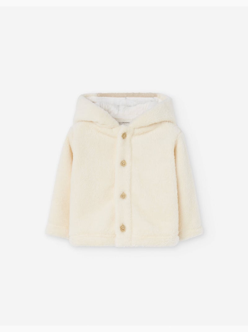 Veste à capuche en peluche douce avec broderie d’ours - Blanc - Bébé ...