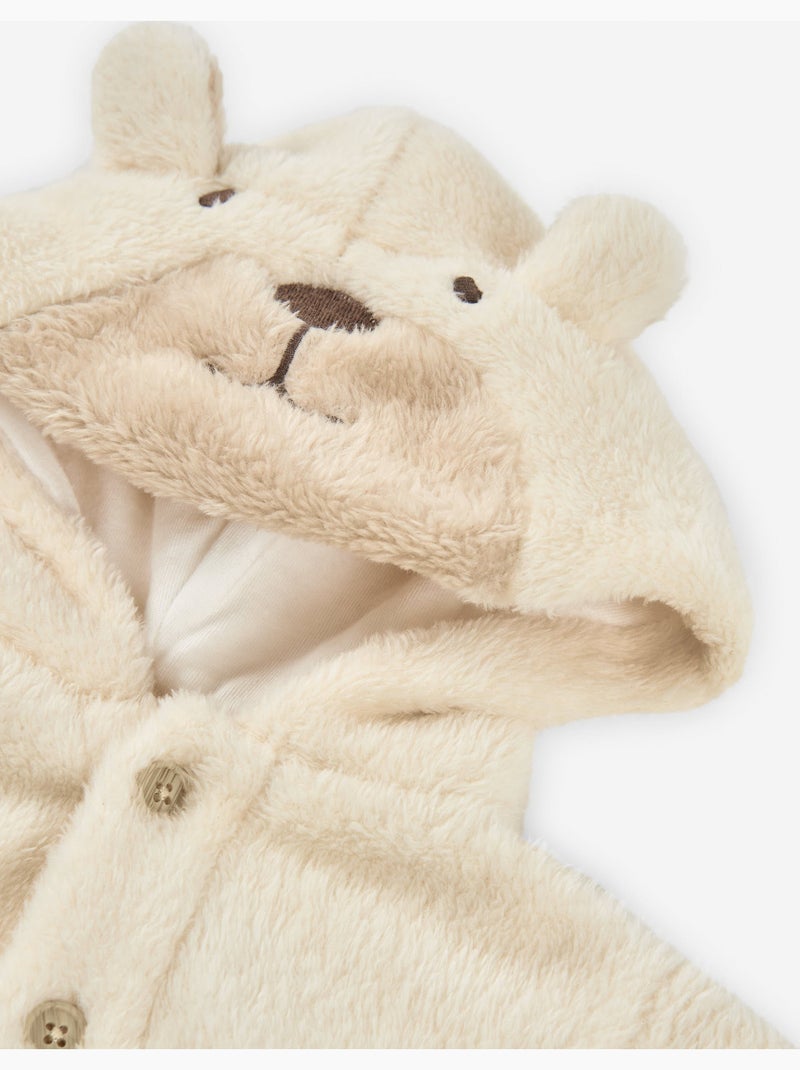 Veste à capuche en peluche douce avec broderie d’ours - Blanc - Bébé ...