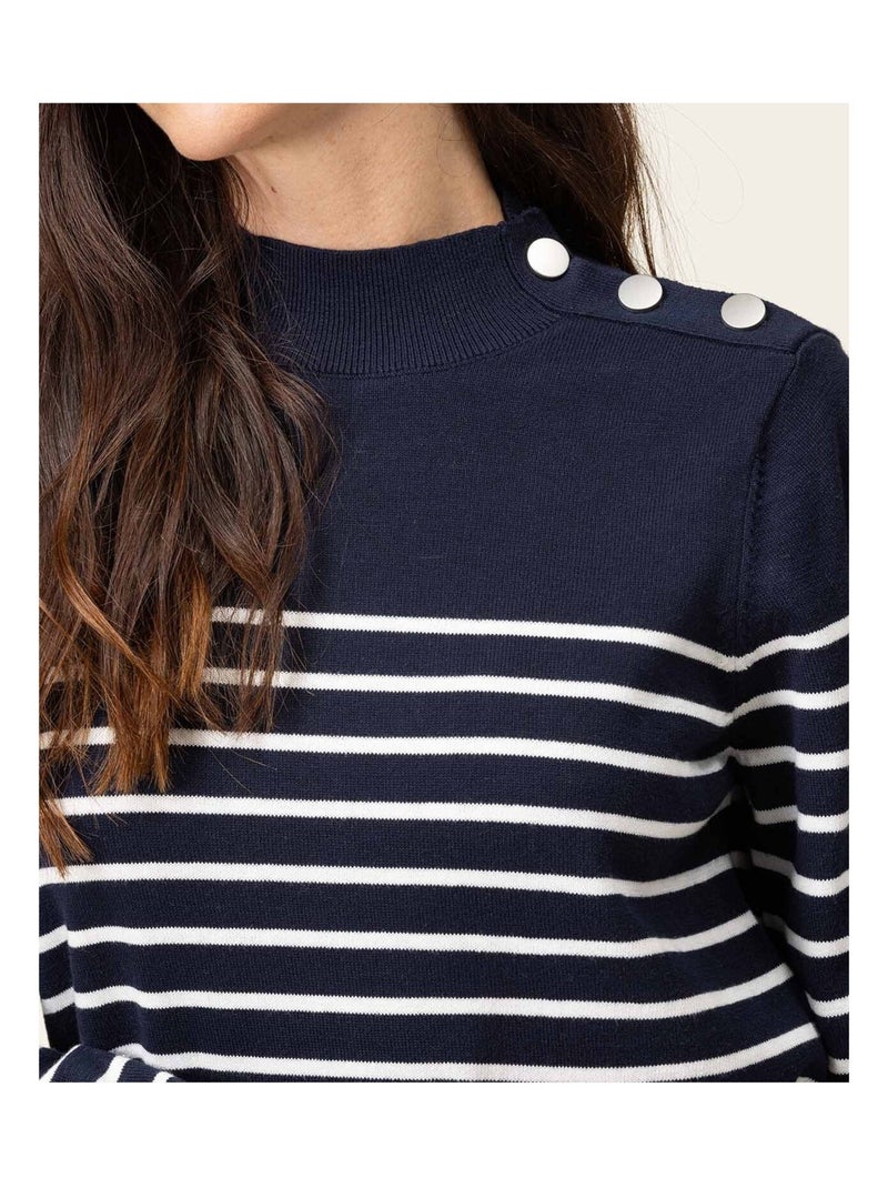 Veste Bébé Fille rayé en molleton col claudine - Terre de Marins - Bleu - Kiabi - 30.00€