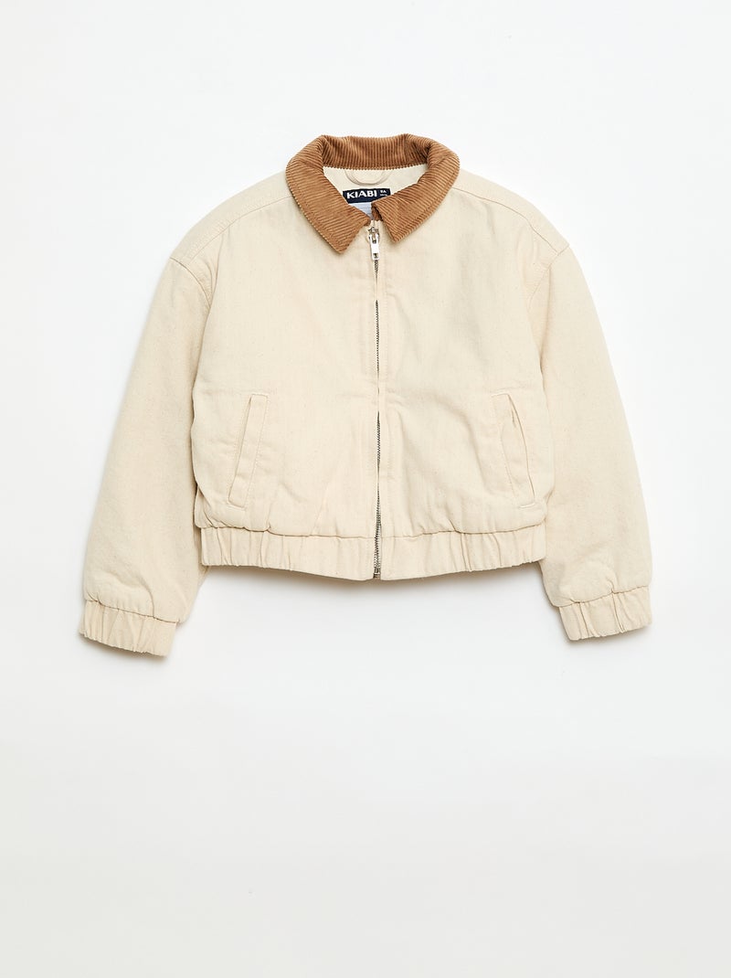 Veste bombée en jean - Blanc - Fille - 25.00€ - Kiabi