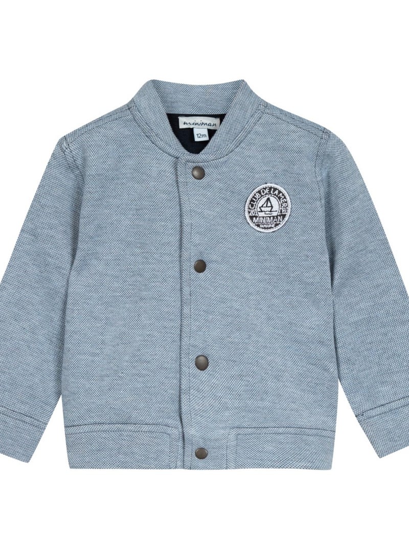 Veste Boutonnée Avec Badge Brodé 'miniman' - Bleu gris - 0.00€ - Kiabi