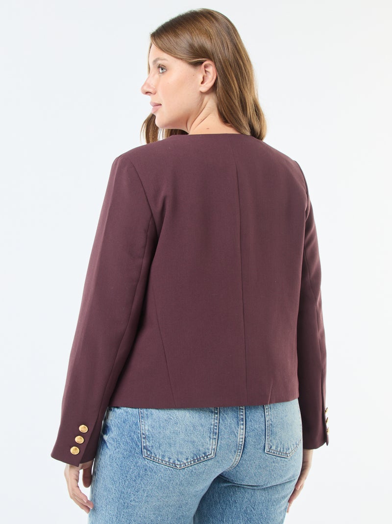 Veste courte avec boutons rétro - Prune - Grandes tailles - Femme - 16. ...