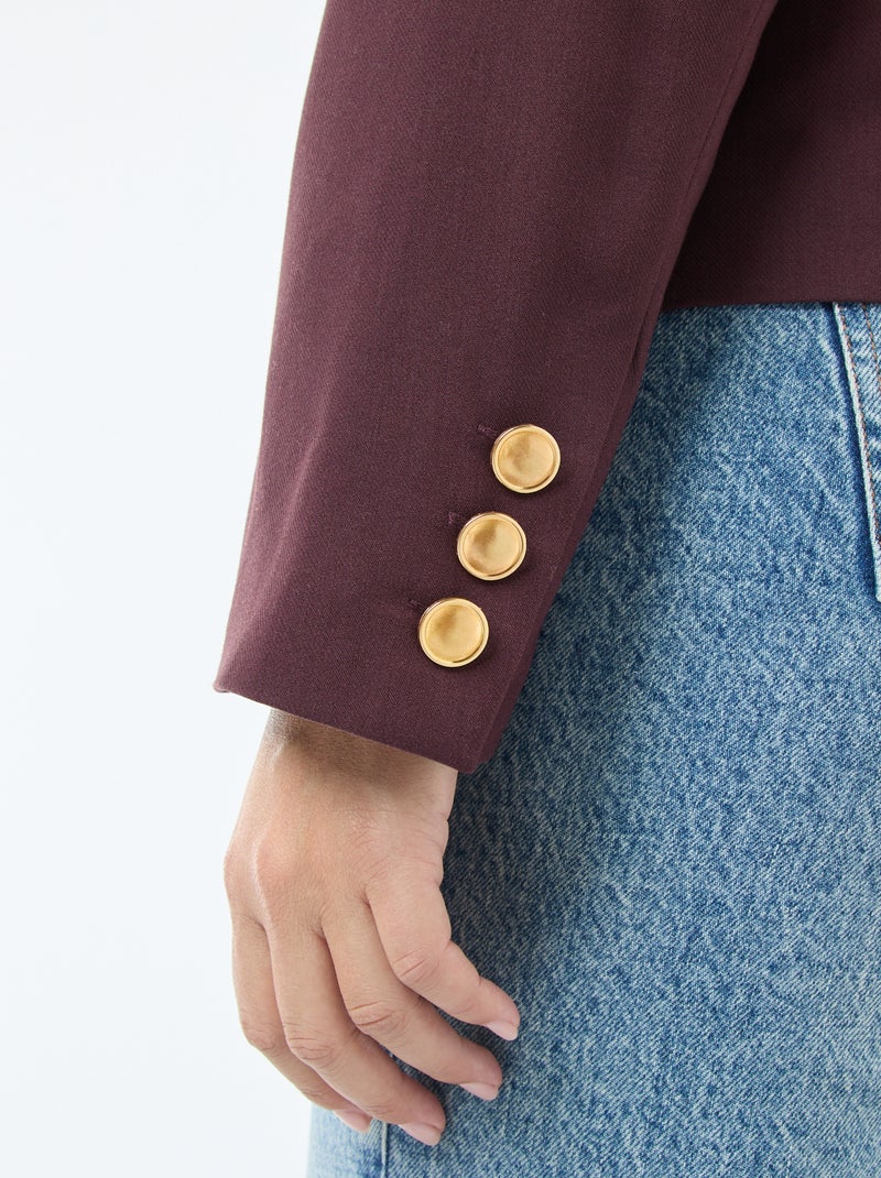 Veste courte avec boutons rétro - Prune - Grandes tailles - Femme - 16. ...