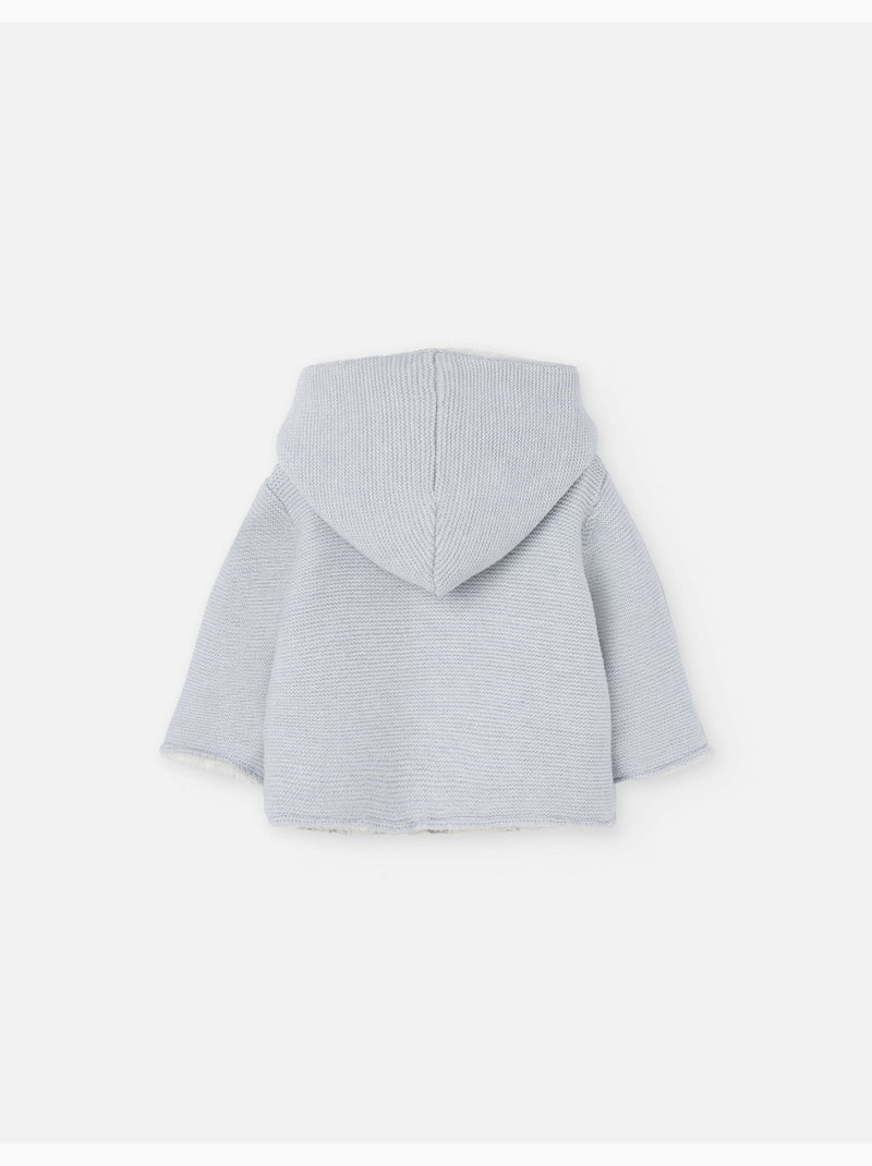 Veste en maille à capuche avec doublure en sherpa synthétique - Gris ...