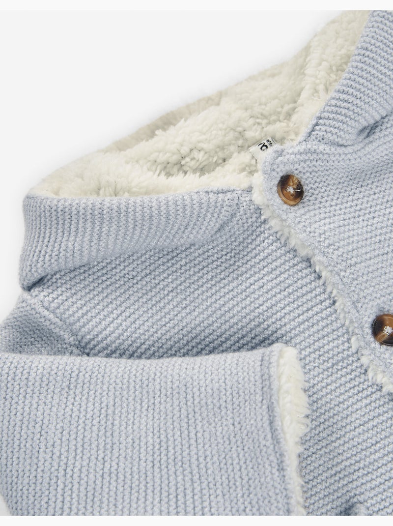 Veste en maille à capuche avec doublure en sherpa synthétique - Gris ...