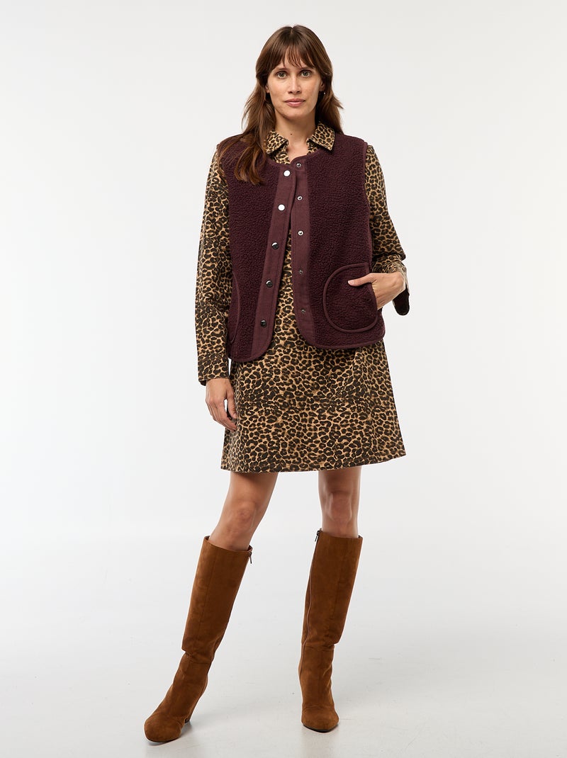 Veste sans manches effet mouton - Prune - Femme - 13.00€ - Kiabi