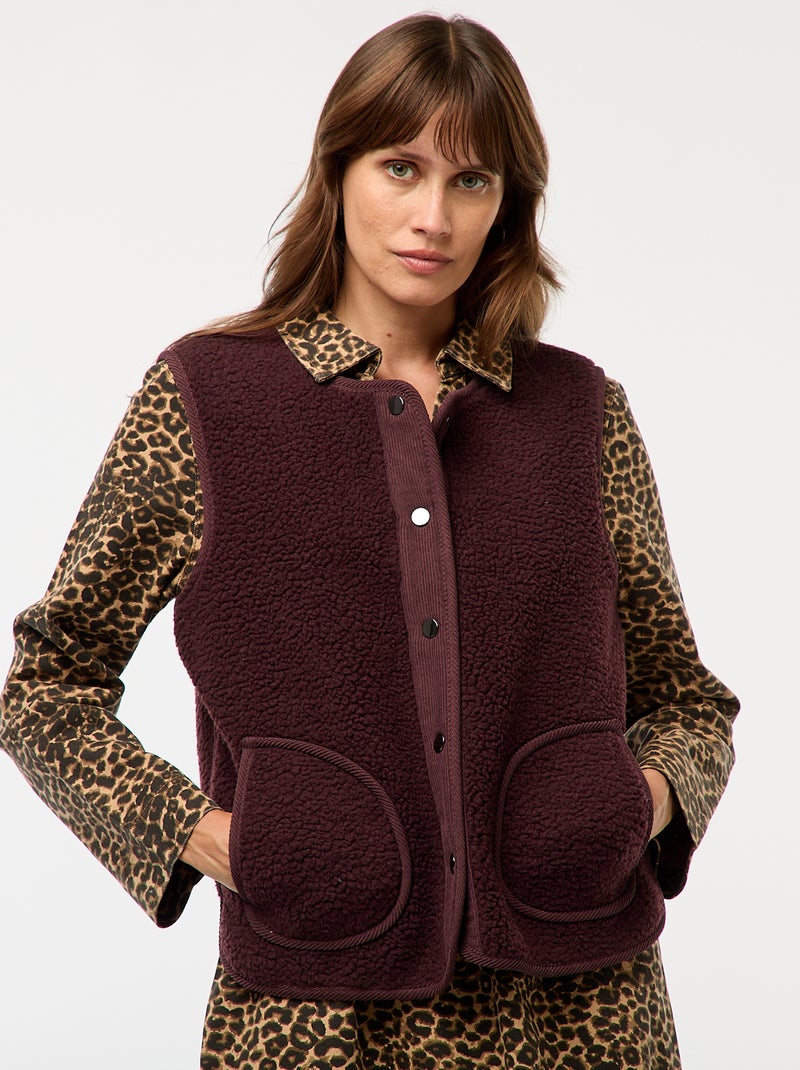 Veste sans manches effet mouton - Prune - Femme - 13.00€ - Kiabi