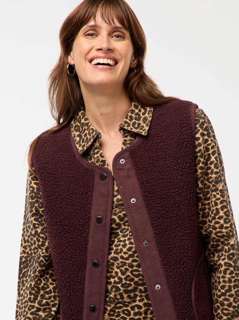 Veste sans manches effet mouton - Prune - Femme - 20.00€ - Kiabi