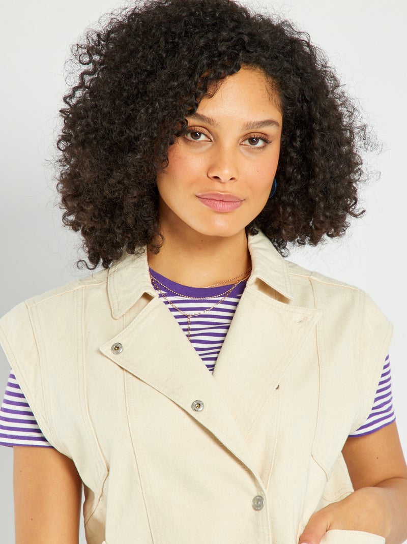 Veste sans manches en jean - Beige - Femme - 20.00€ - Kiabi