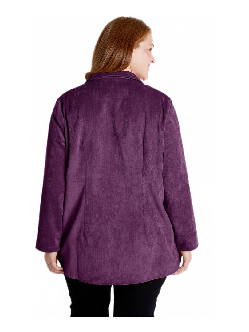 Veste surchemise velours milleraies col tailleur - Violet prune - Kiabi ...
