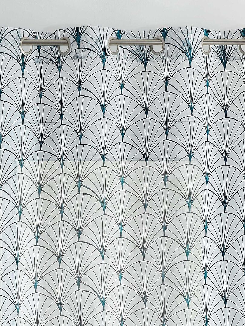 Voilage brodé style art déco - Bleu canard - Kiabi - 16.94€