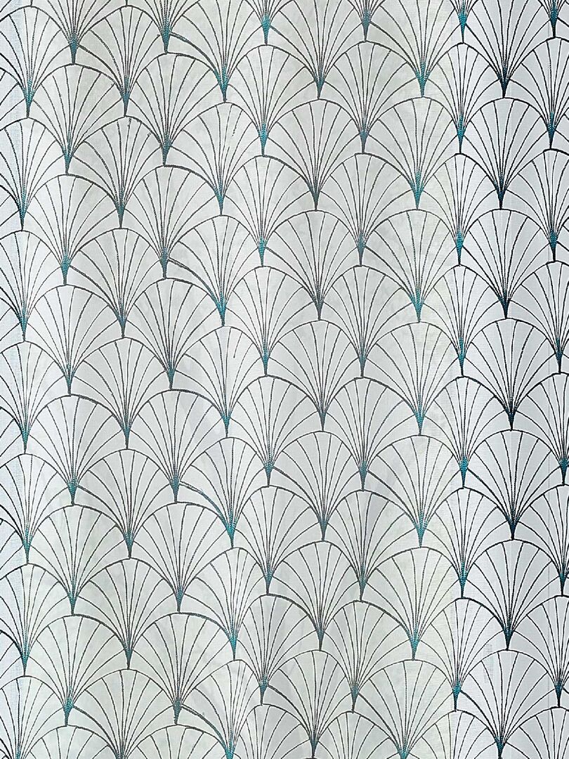 Voilage brodé style art déco - Bleu canard - Kiabi - 16.94€