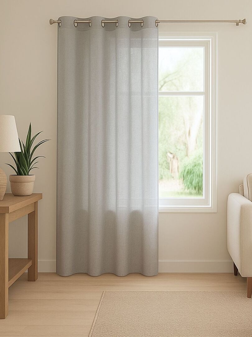 Voilage léger à l'aspect lin - Gris clair - Kiabi - 20.69€