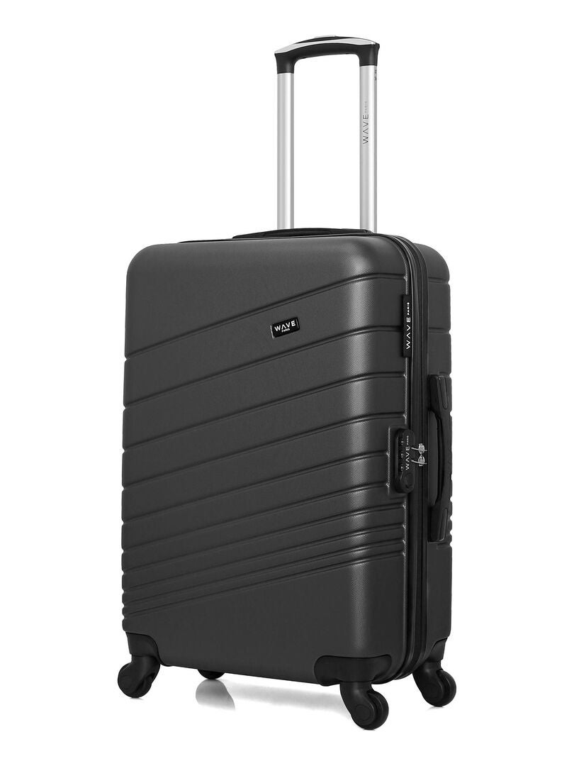 WAVE PARIS - Valise Weekend ABS TIGRE 4 Roues 65 cm - Gris foncé ...